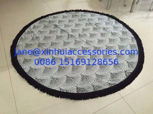 black tassel round beach towel custom print beach towel hot sell large round beach towel supplier