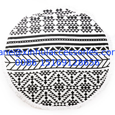 100% cotton large round beach towels customize design with low MOQ low price supplier