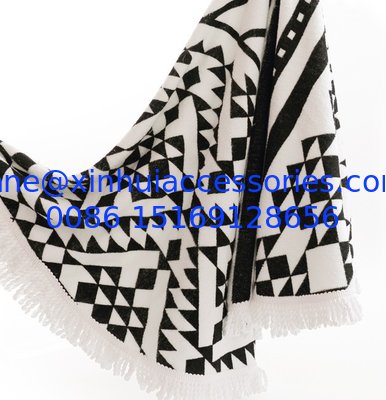 100% cotton large round beach towels customize design with low MOQ low price supplier