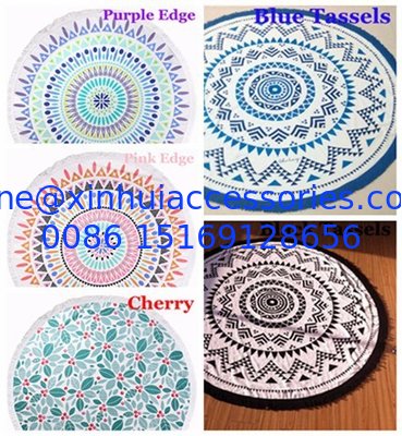 Indian Mandala Round Roundie Beach Towel Tassel, Turkish Round Beach Towel with Tassel supplier