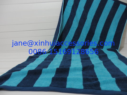 Factory Supply 100% cotton Yarn Dyed Jacquard Heavy Blue Stripe Pool Towel supplier