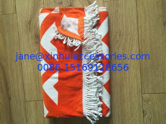 100% Cotton Extra Large Custom Printed Rectangle Beach Towel with Tassels wholesale turkish towel supplier