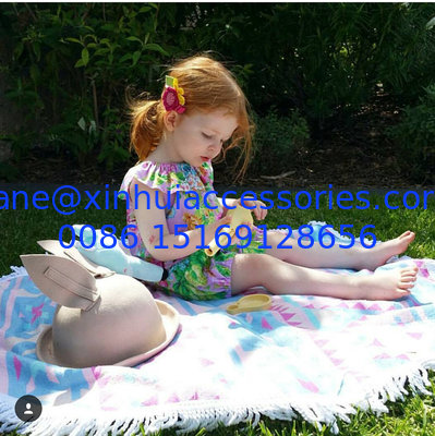 Factory wholesale Kids Round Beach Towel with Tassels Children roundie towel Kids beach towel supplier