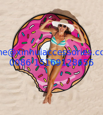 Cheap Price Low MOQ custom design print  $5 per piece round donut beach towel supplier