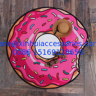 Cheap Price Low MOQ custom design print  $5 per piece round donut beach towel supplier