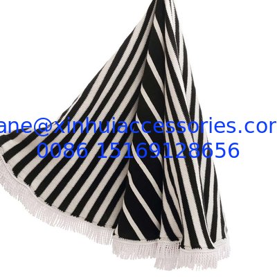 Hot sell 100% Cotton Tassels Round Swimming Beach Towel Black White Stripe Circle Beach Towel supplier