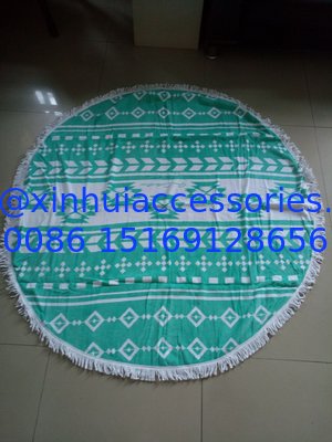 Custom Reactive Printed Cotton Circle Beach Towel Round with fringe tassels supplier