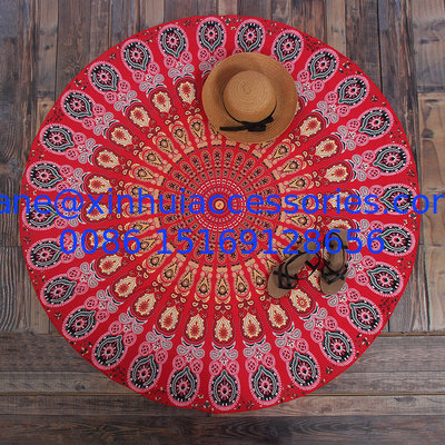 Round Beach Throw Tapestry Hippy Boho Gypsy Cotton Tablecloth Beach Towel supplier
