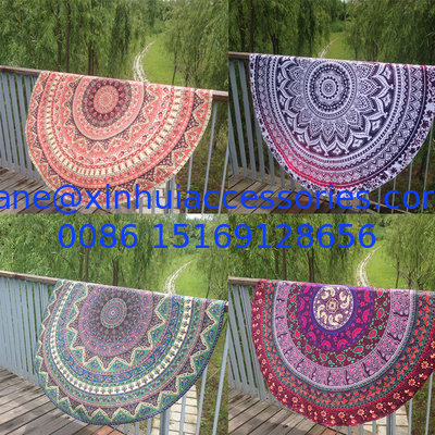 Round Beach Throw Tapestry Hippy Boho Gypsy Cotton Tablecloth Beach Towel supplier