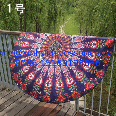 Round Beach Throw Tapestry Hippy Boho Gypsy Cotton Tablecloth Beach Towel supplier