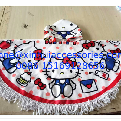 Factory Small MOQ custom print lovely cartoon kids towel poncho beach towel poncho supplier