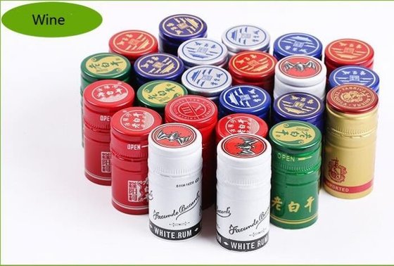 four colors offset printing Printed Aluminium Pilfer Proof Caps For Wine Bottle