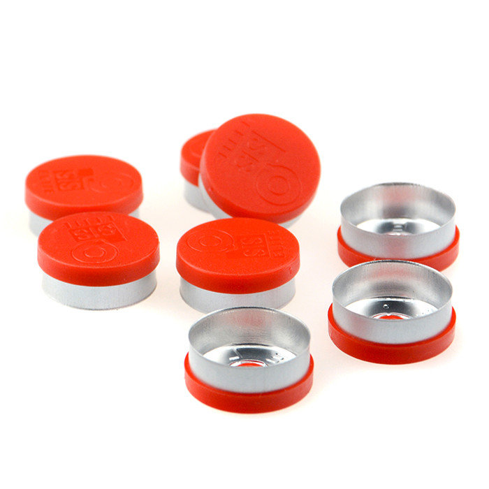 Pharmac flip top cap aluminum Red plastic vial flip off caps For 10ml Bottle