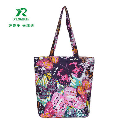 China factory fashion flower canvas customized shopping bag shoulder bag 100% canvas handle bags