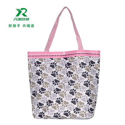 Fashion recycled polyester oxford bag lovely shopping bag cute pink girl tote bag eco friendly bag supplier