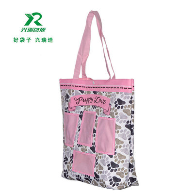 Fashion recycled polyester oxford bag lovely shopping bag cute pink girl tote bag eco friendly bag supplier