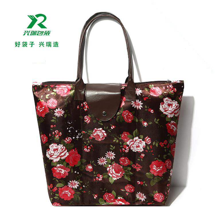 High quality shoping bag ECO Friendly Fashional heavy duty polyester Oxford tote Bag flower shoulder bag manufactuer