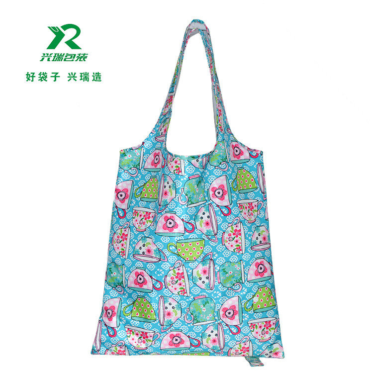 Fashion recycled foldable polyester oxford bag Custom Nylon Oxford Shopping Bag Gift Bag Reusable Bags polyerster pouch