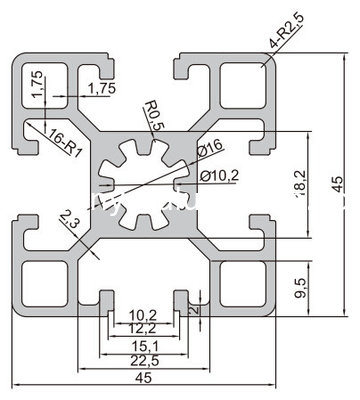 45 Series Aluminum  T Slot Aluminum Profile System supplier