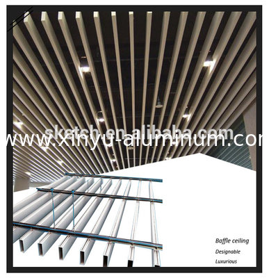 Baffle Ceiling Aluminum Wood Square Tube Line Artist Ceiling Aluminum Square Tube Ceiling_U shape Baffle Ceiling Design supplier