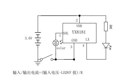 yx8181 Led Solar Lawn Lamp Driver Ic YX8181 lithium battery2.6-5v 8181 Circuit diagram design
