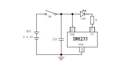 LED Driver IC SW8233 2.5V-5V high efficiency 3 loop modes Full bright, 25% brightness, burst flash SW8233 Drive 3-5W LED