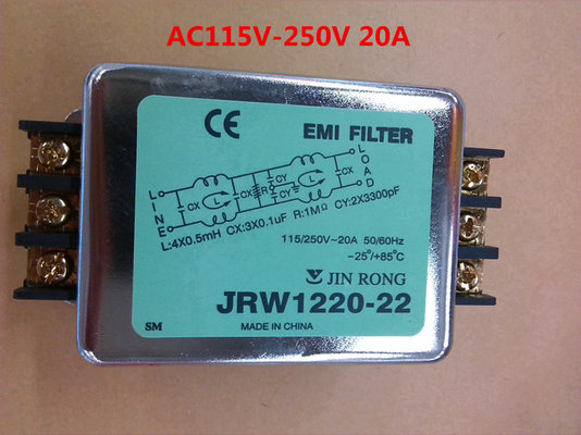 Power EMI Filter AC115/250V 20A JRW1220-22 Noise Suppressor Power EMI Filter Termianl Single-phase line-conditioner