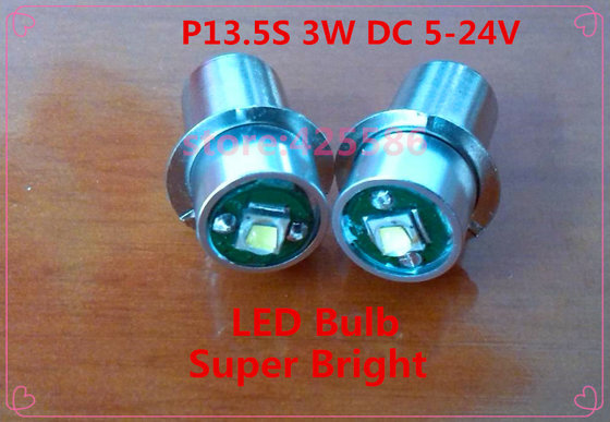 LED P13.5S 3W recessed screw LED light 3V-18v  P13.5 3W screw base LED p13.5s 3w flashlight bulb 18V