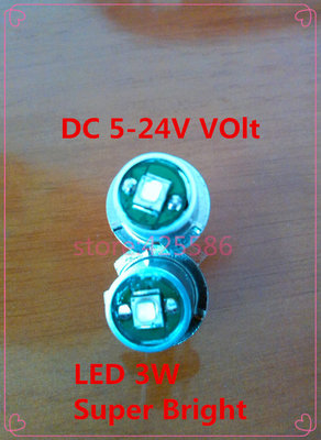 LED P13.5S 3W recessed screw LED light 3V-18v  P13.5 3W screw base LED p13.5s 3w flashlight bulb 18V