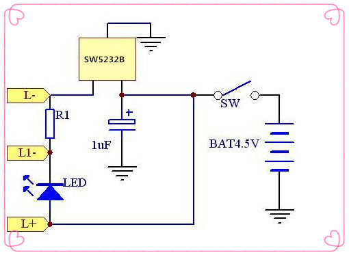 SW5232B Two-function LED driver chip 5w Two mode, full light, burst flash SW5232B 2V-4.5V