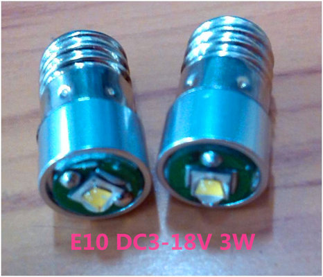 LED E10 3W recessed screw LED light 3V-18v E10 Screw head 3W screw base LED e10 3w flashlight bulb 18V ..