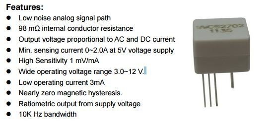 WCS2702 Original current sensor wcs2702 0-2A Hall Effect Base Linear Current Sensor