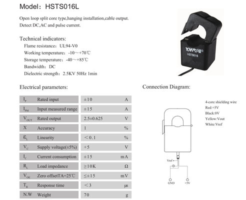 HSTS016L-10A Hall split core current sensor Open loop split core type HSTS016L 10a