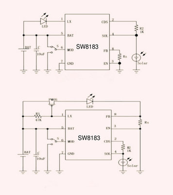 SW8183 solar LED lamp driver2.5V-5V lithium batteries SW8183 output current is adjustable 3W 1A Current output