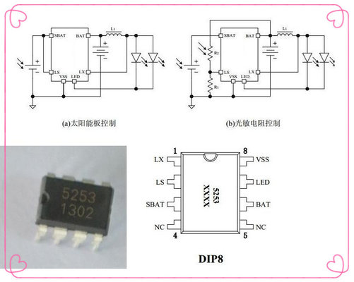 QX5253 DIP-8 LED solar lawn lamp driver IC QX5253 IC DIP-8 Circuit diagram design