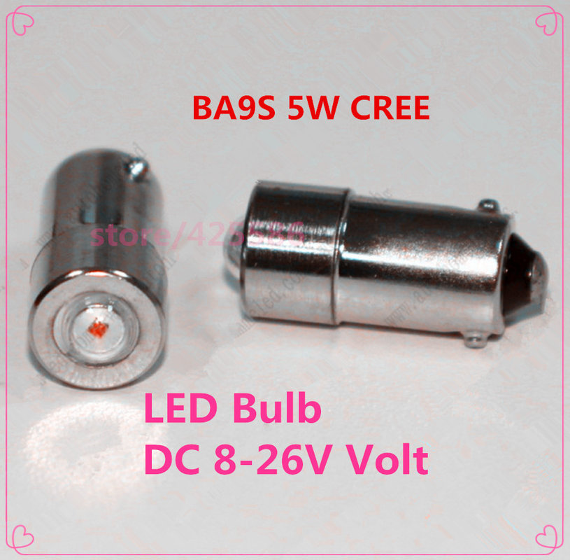ba9s led 6V 12V 24V 5w 8v-26v recessed screw LED light BA9S 5W CREE screw base led flashlight bulb