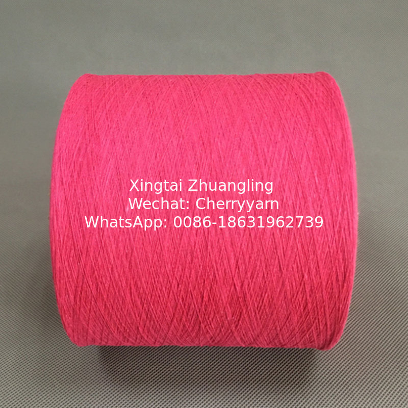 Ne 26s/1 Rose red 60%cotton 40%Polyester canvas thread of various colors blended recycled yarn