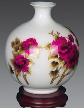 Flower vase with wheat straw painting, special vase for flowers red color floral vase porcelain