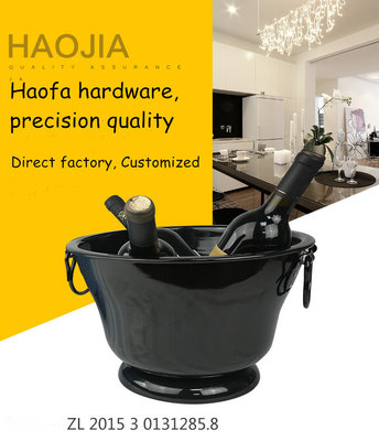 Metal powder coating Wine Bottle Cooler Drink Chiller Champagne Ice Bucket Bar Tools, wine cooler, open mouth, black