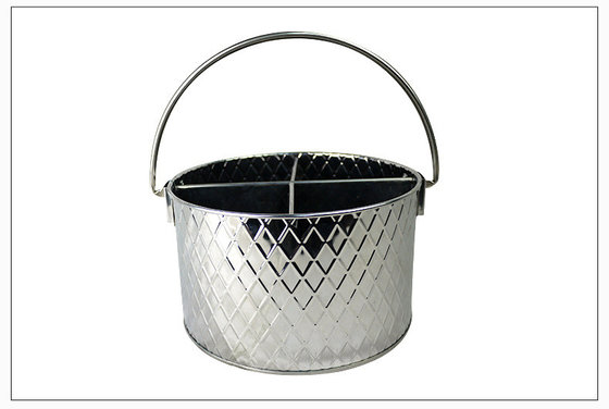 Stainless steel, double-walled insulation,4 grids bottle ice wine bucket with lifting hander, mirror polishing