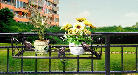 double Side Metal Flower Plant Holder Balcony Flower Hanging Rack, balcony rack