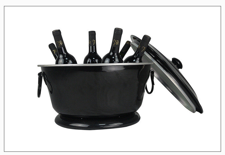 MZY3008  double layer cover for European style high grade ice wine bucket, black powder coating for freezing wine