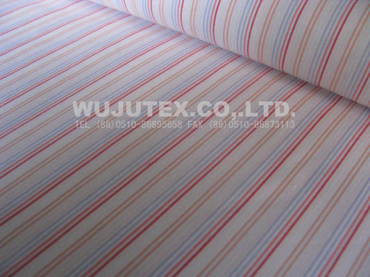 China Plain weave Cotton Nylon Fabric / spandex stripe fabric with blue / yellowred / white supplier