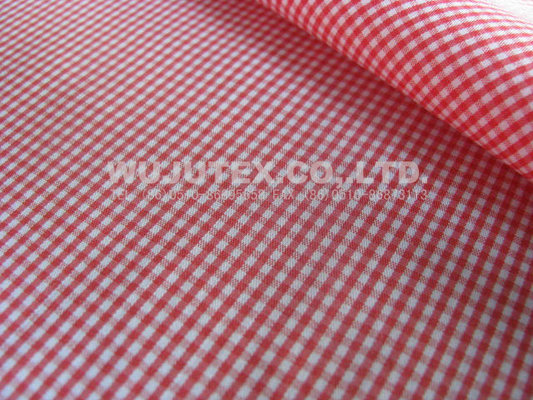 China Good Quality Cotton Nylon Fabric / Spandex Check Fabric Plain Weave Red / White supplier