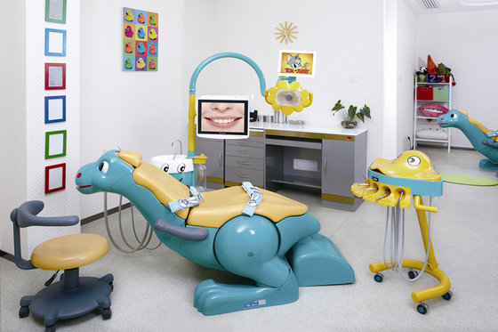 Lovely cartoon dental chair special design for childrens with dental suction supplier