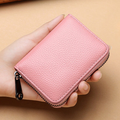 RFID Wallet Top Layer Leather Organ Multi-Card Card Holder Men'S Card Sleeve Ladies Zipper ID Card Holder
