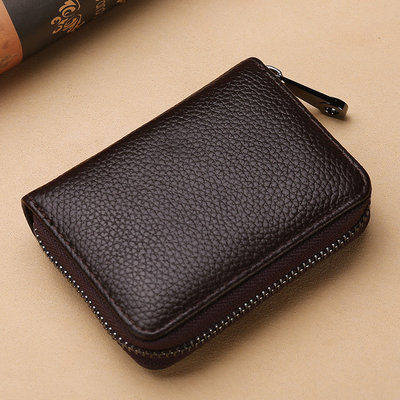 RFID Wallet Top Layer Leather Organ Multi-Card Card Holder Men'S Card Sleeve Ladies Zipper ID Card Holder