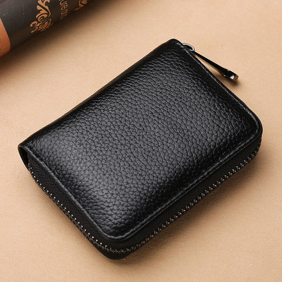 RFID Wallet Top Layer Leather Organ Multi-Card Card Holder Men'S Card Sleeve Ladies Zipper ID Card Holder