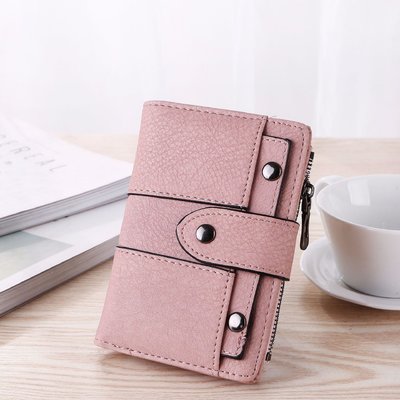 Wallet Spring Summer 2021 Short Retro Frosted Ladies Student Tri-fold Small Wallet Willow Stud Buckle Wallet
