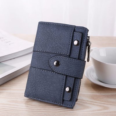 Wallet Spring Summer 2021 Short Retro Frosted Ladies Student Tri-fold Small Wallet Willow Stud Buckle Wallet